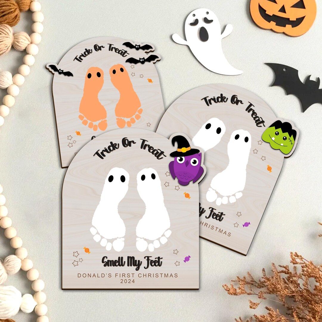 Baby's First 1st Halloween Footprint Art Craft, Trick or Treat Smell My ...