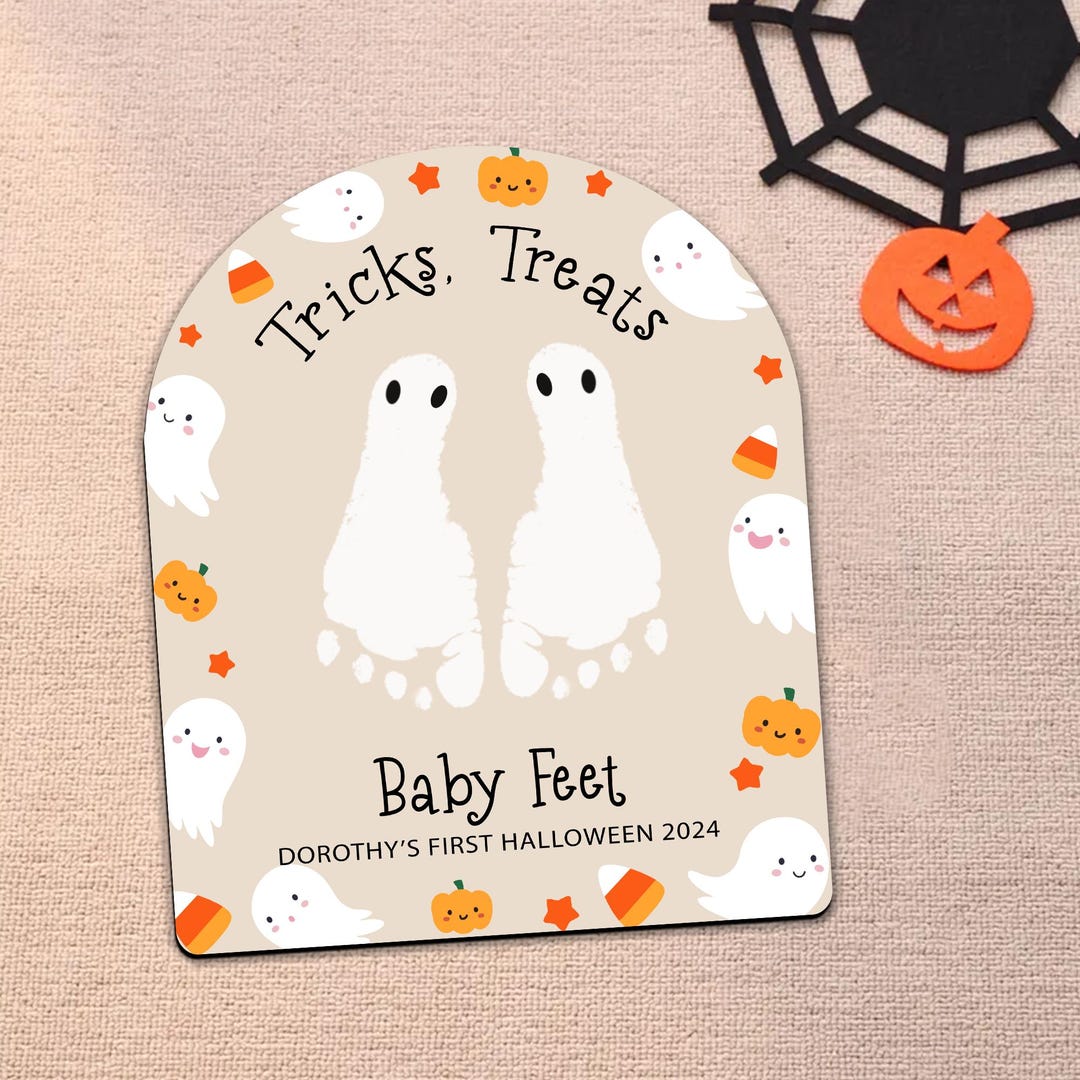 Baby's First 1st Halloween Footprint Art Craft, First Halloween ...