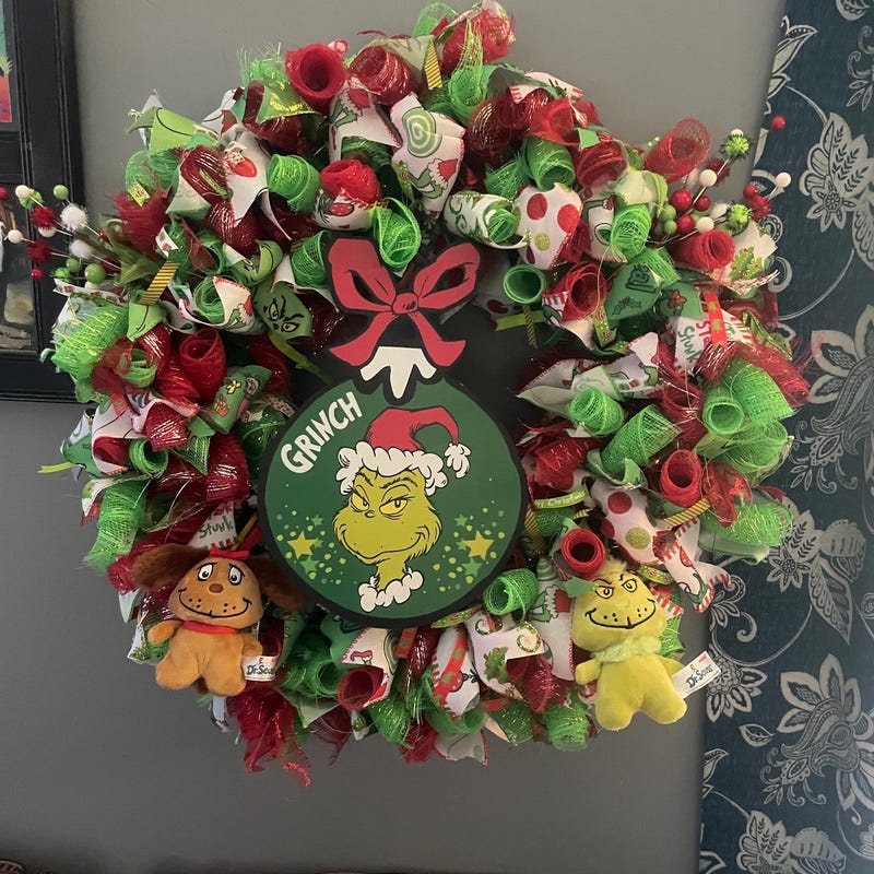 Grinch Christmas Wreath - Etsy