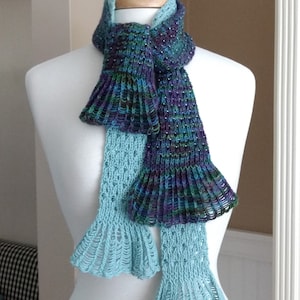 Knitting Pattern PDF- Waterfall Lace Cravat, Beaded Lace Scarf Cowl ...