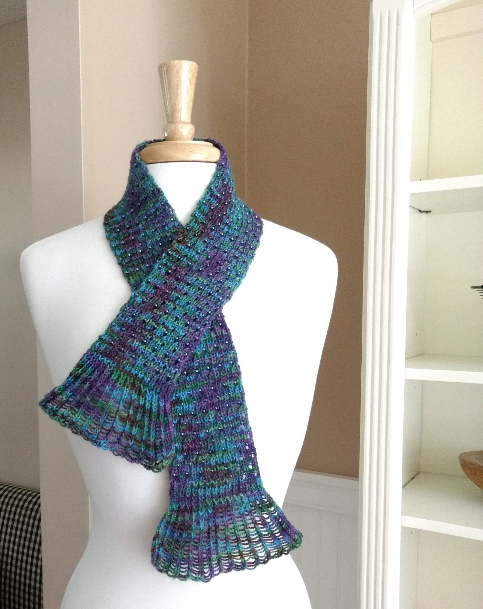 Knitting Pattern PDF Waterfall Lace Cravat Beaded Lace Scarf - Etsy