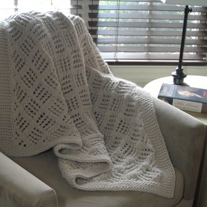 Knitted Throw Blanket PDF Knitting Pattern for Chunky Lace Blanket ...