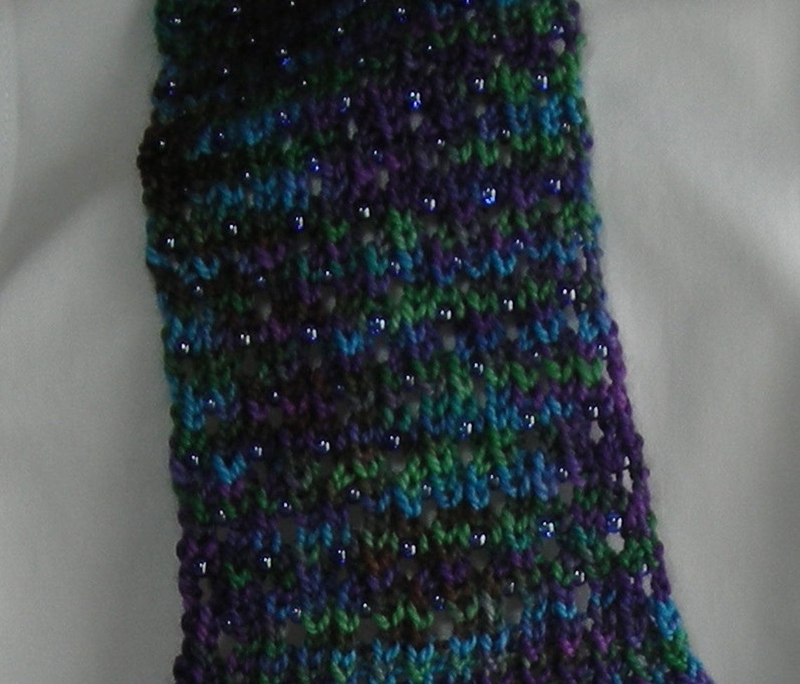 Knitting Pattern PDF Waterfall Lace Cravat Beaded Lace Scarf | Etsy