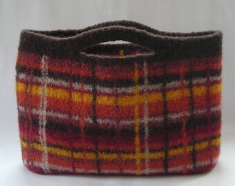 Knitting Pattern Felted Wool Purse Handbag Tote Portland Plaid | Etsy