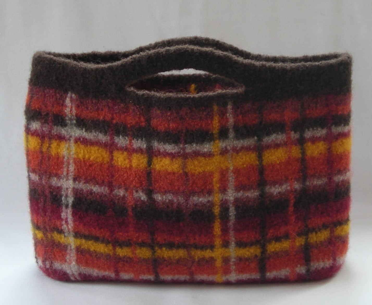 Knitting Pattern Felted Wool Purse Handbag Tote Portland Plaid - Etsy