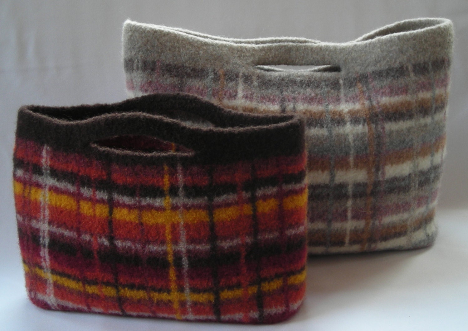 Knitting Pattern Felted Wool Purse Handbag Tote Portland Plaid - Etsy
