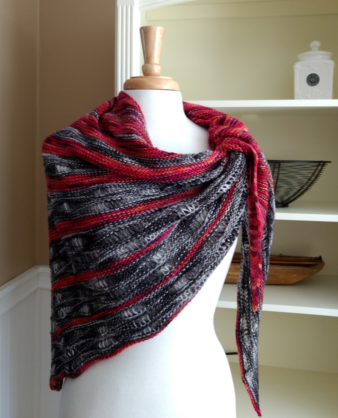 Lace Shawl Knitting Pattern: Making Clouds Shawl Asymmetric Striped ...