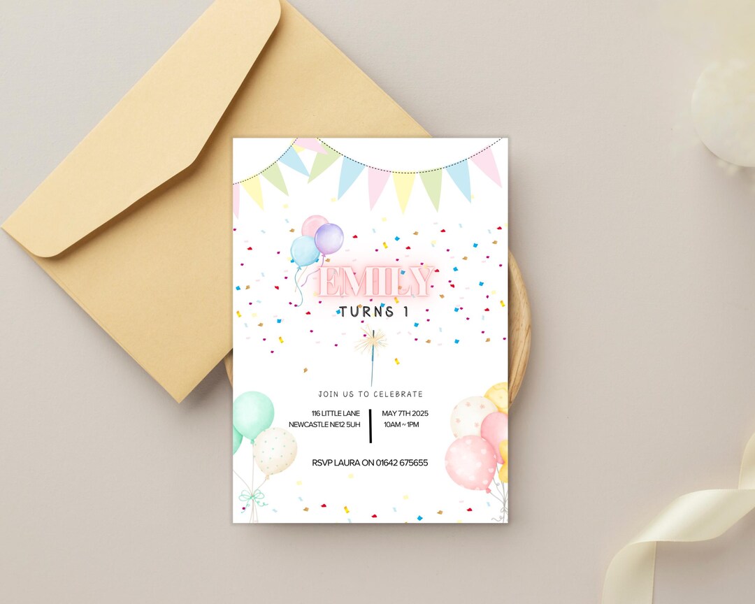 Digital Pastel Invitation Template, Electronic Pastel Invitation ...