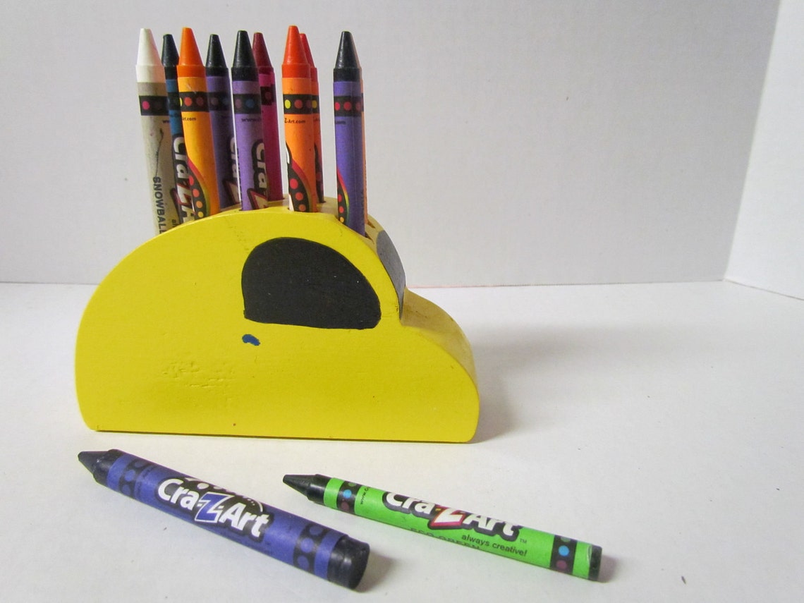Handmade Wooden Car Crayon Holder: Safe Toddler Toy - Etsy