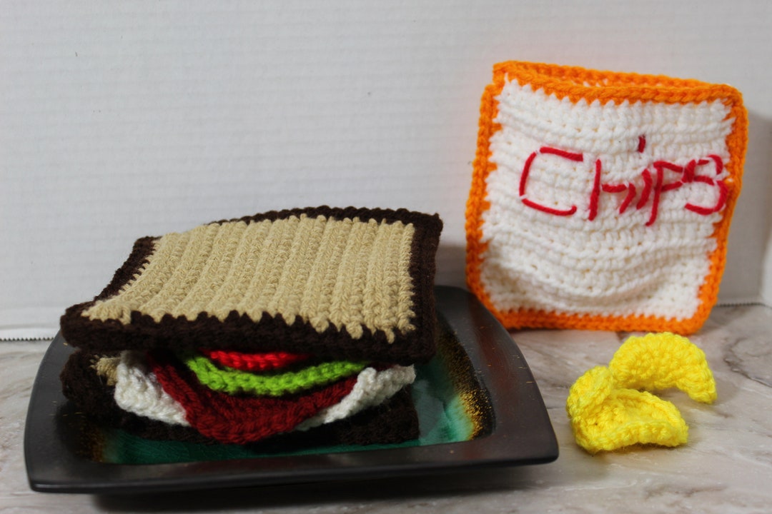 Crochet Salami Sandwich & Chips: Handmade Pretend Play Food - Etsy