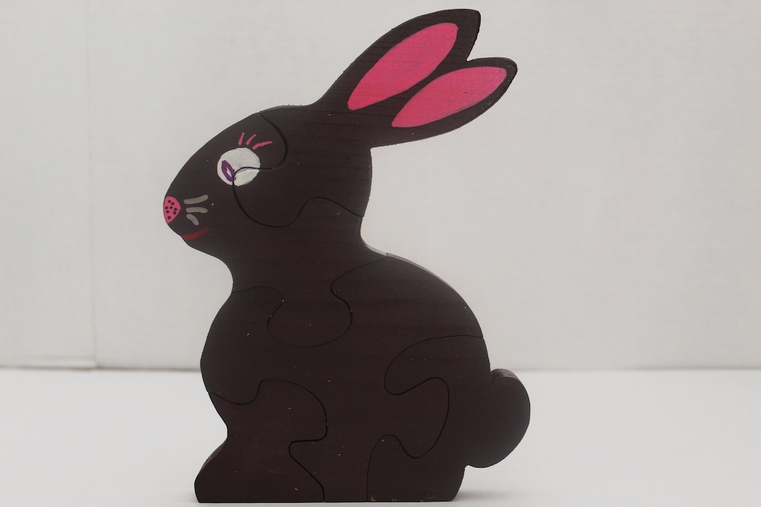 Wooden Rabbit Puzzle, Wooden Bunny Puzzle, Easter, Easter Bunny, 5 ...