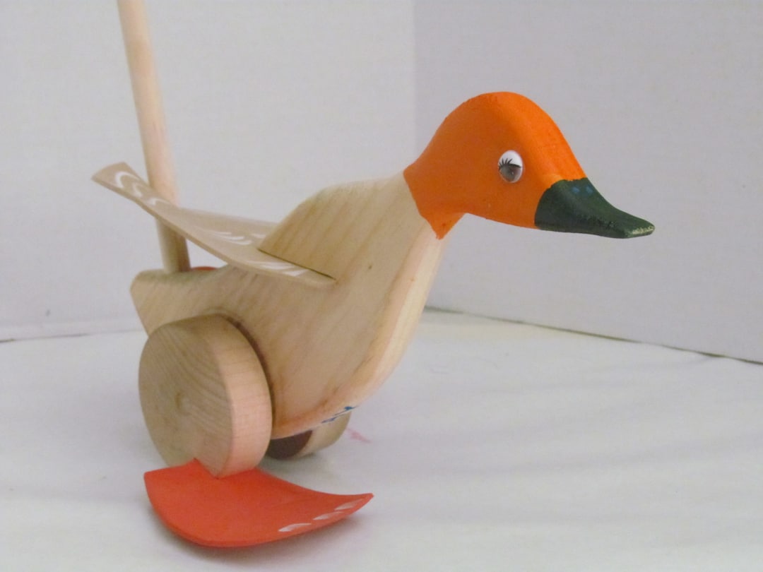 Handmade Wooden Walking Duck Push Toy, Customizable Colors - Etsy