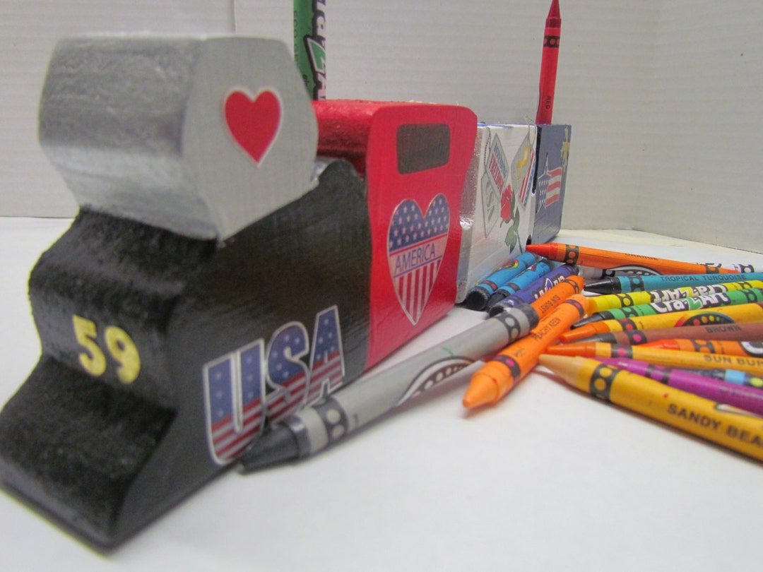 Handmade Wooden Military Train Crayon Holder With Crayons - Etsy