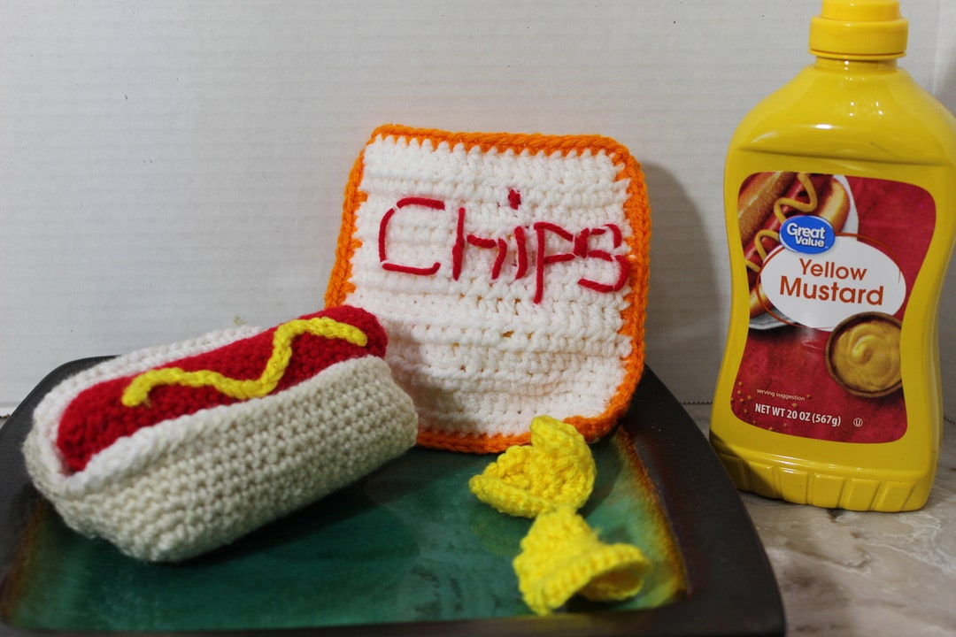 Crochet Hot Dog and Chips Play Food: Kids Kitchen Toy - Etsy