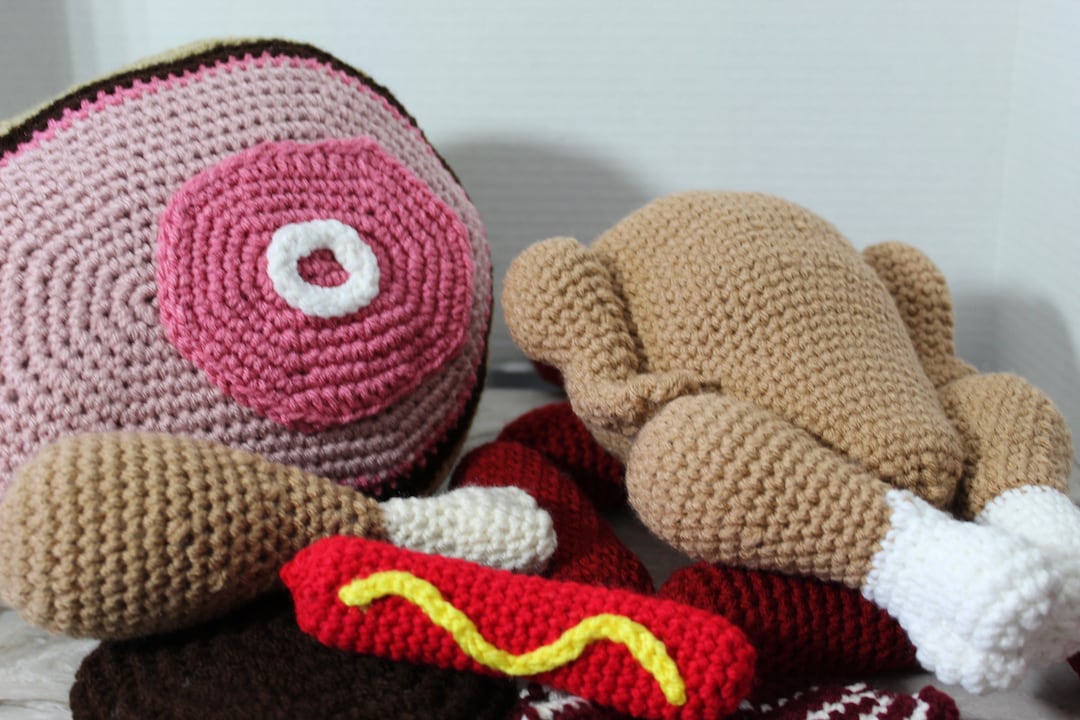 Crochet Meat Play Food Set - Handmade Toy Food Bundle - Etsy