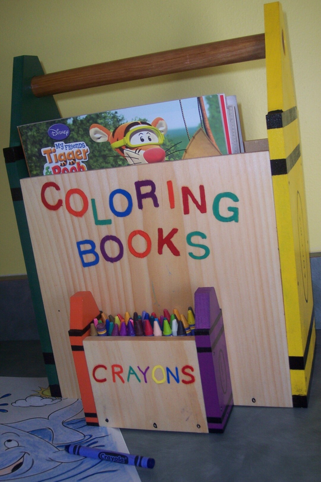 Coloring Tote, Wooden Artist Box, Classroom Coloring Book Holder ...