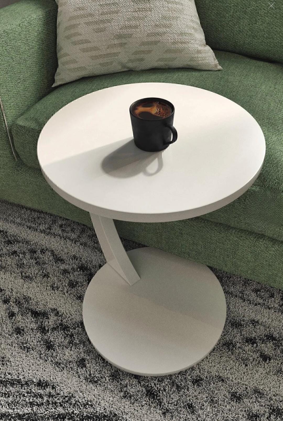 C-shaped Wooden Side Table, Wheeled Table, Round End Table, Couch Table ...