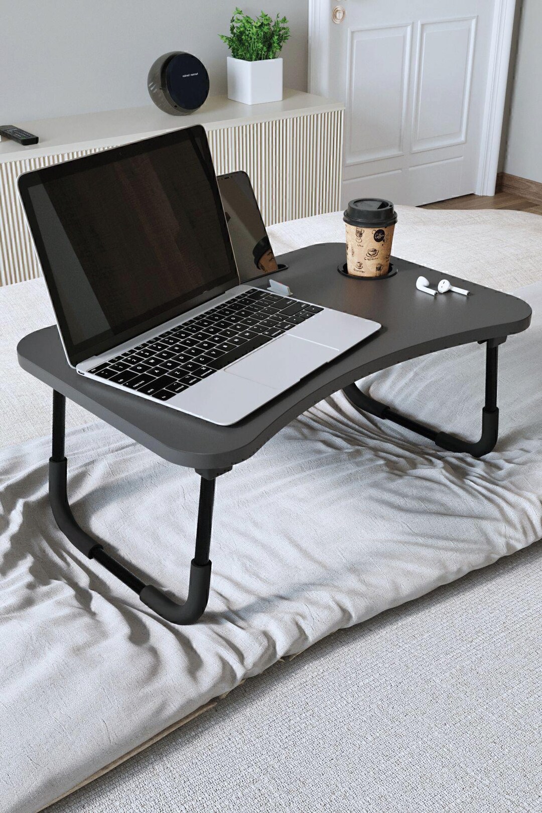 Modern Wooden Laptop Desk for Bed – Minimalist Foldable Lap Table With ...