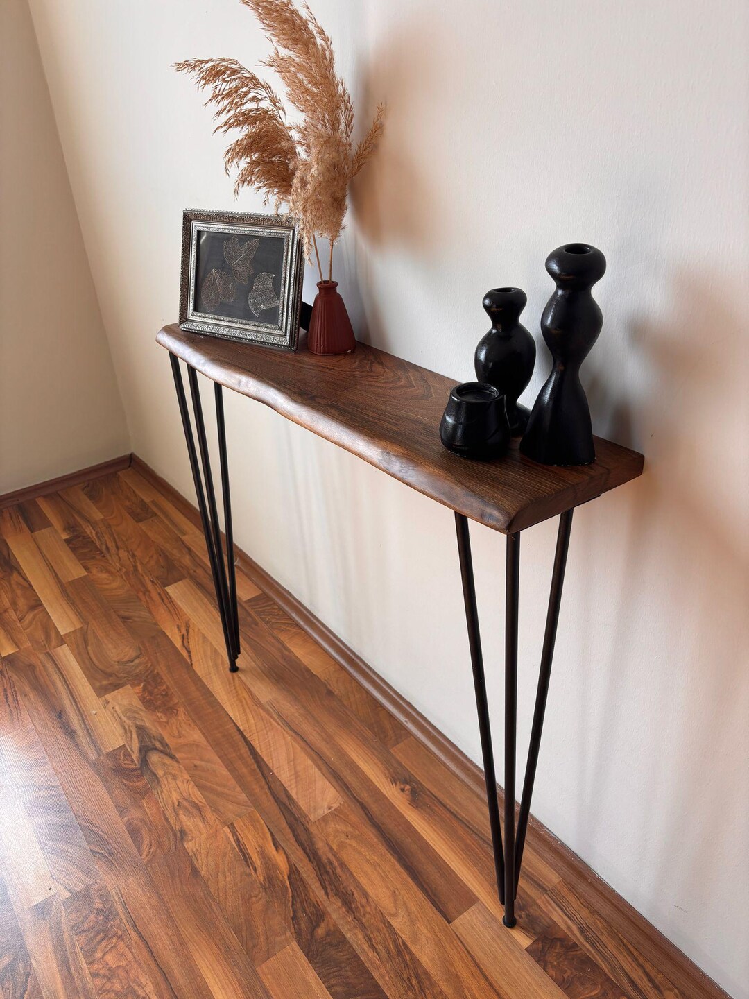 Live Edge Narrow Console Table, Mcm Table for Entryway, Farmhouse ...