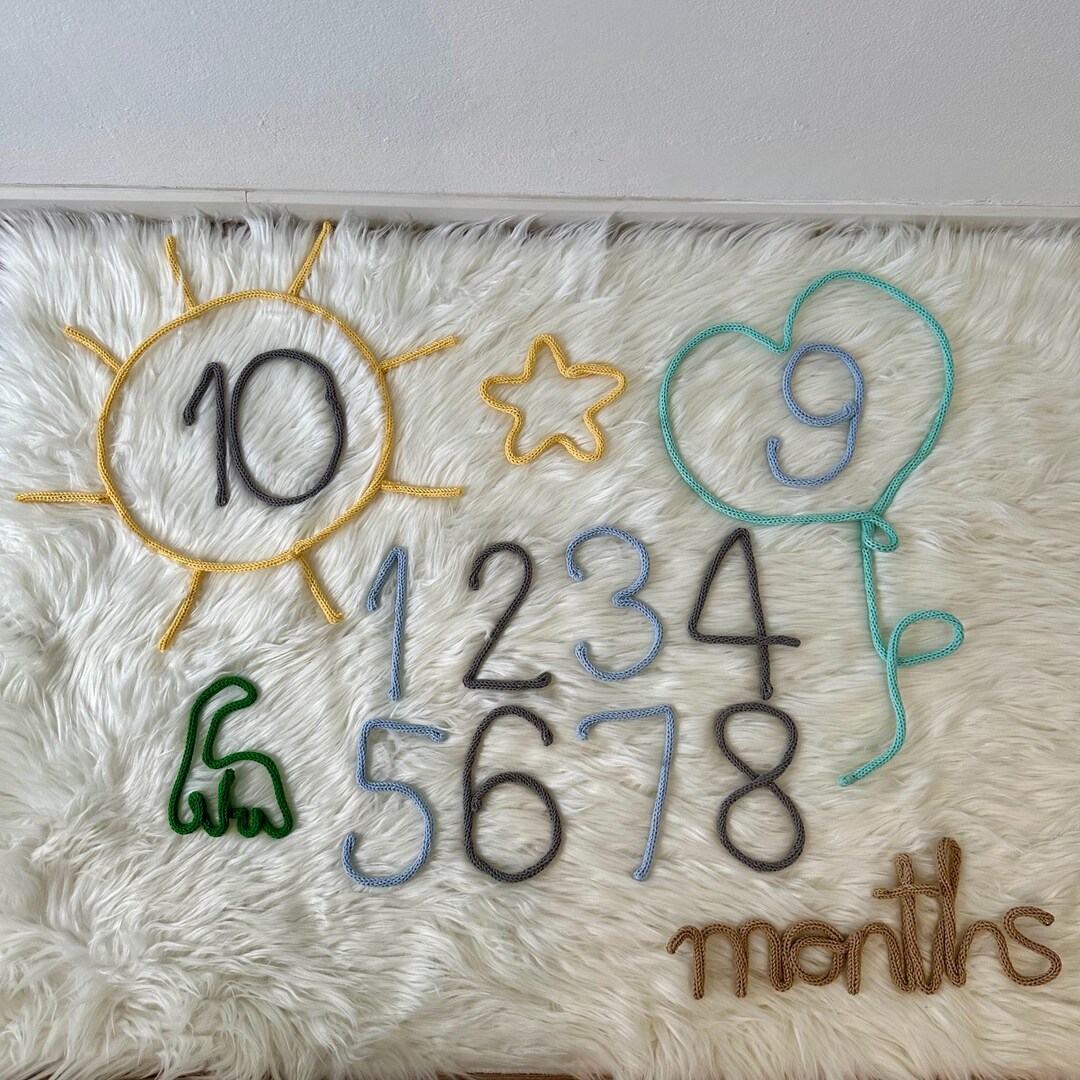 Knitted Wire Baby Milestone, Knitted Wire Art Newborn Month Tracker ...