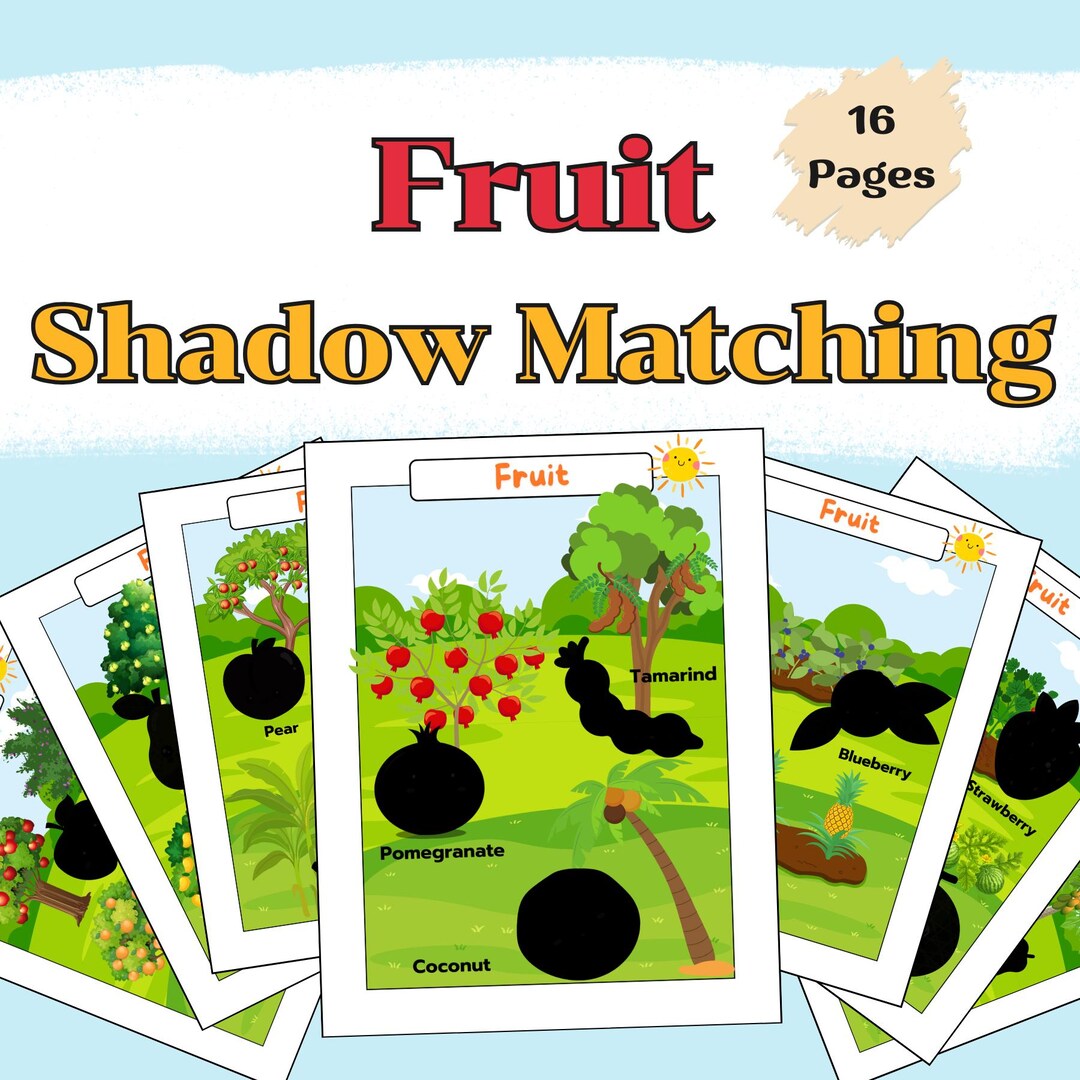 Shadow Matching, Fruit Printable, Toddler Activity, Homeschool ...