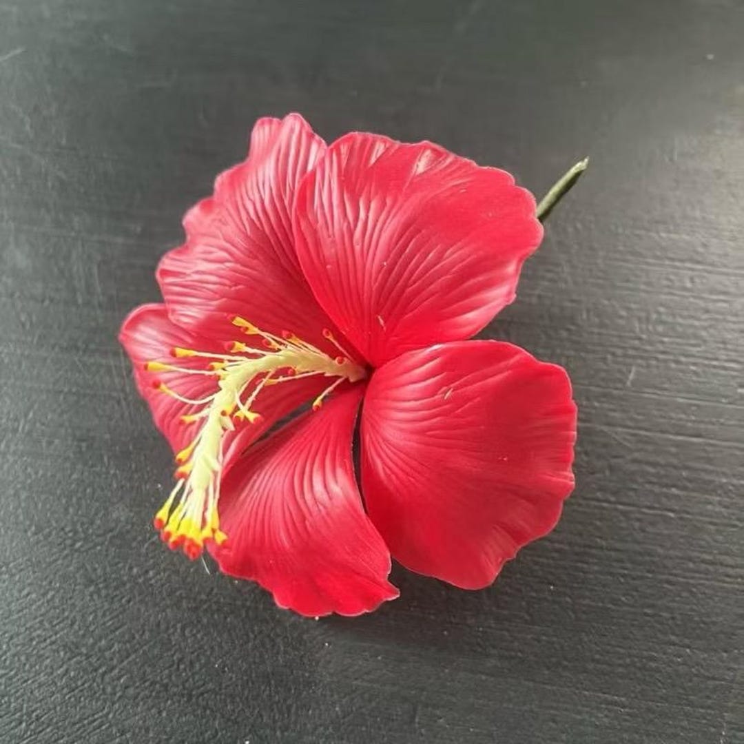 Clay Hibiscus Flower for Ear Tuck – Hawaiian Hair Accessory, Tropical ...