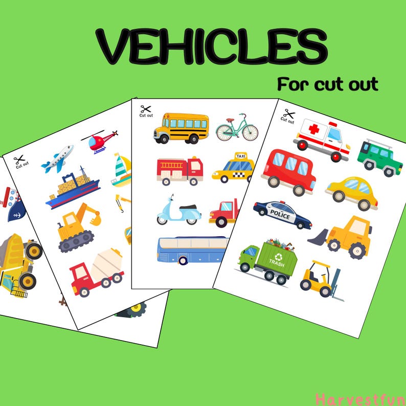 Shadow Matching, Vehicles Printable, Car Printable, Construction Car ...