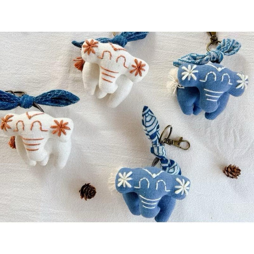 Fabric Elephant Keychains, Elephant Plush, Elephant Decor, Elephant ...