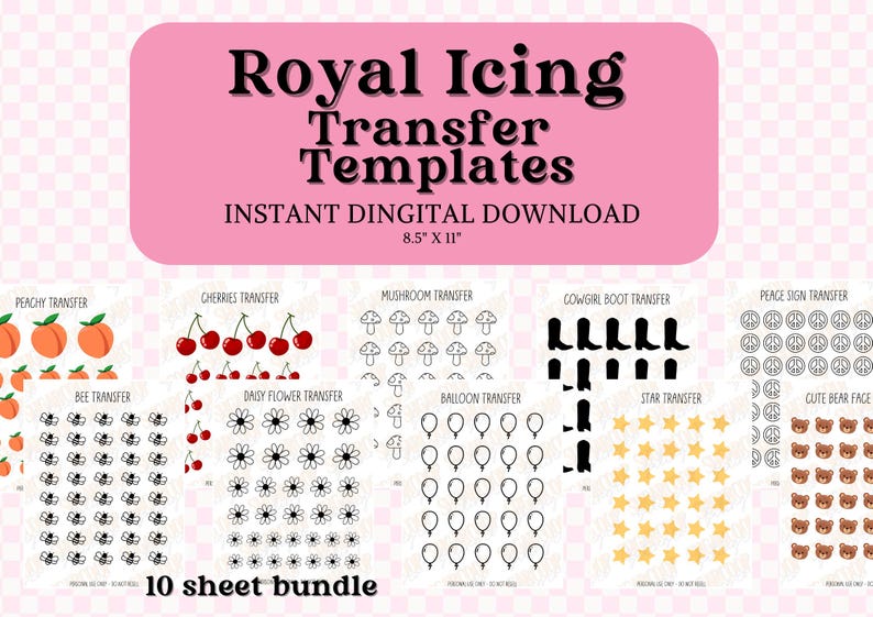 Royal Icing Transfer Sheet - 10 PAGES - Etsy