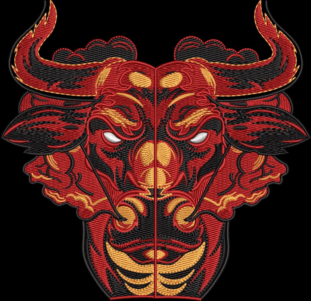 Premium Red Bull Embroidery Design - Etsy