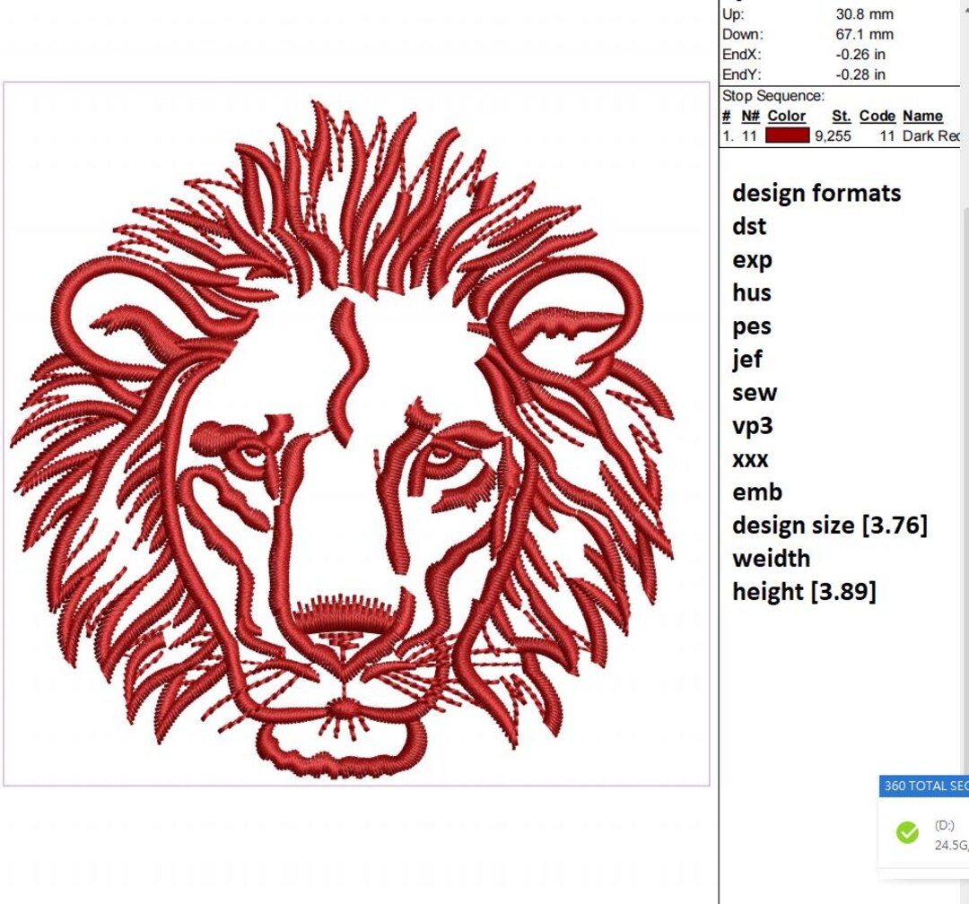 Lion Face Embroidery Design - Etsy