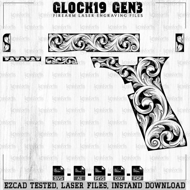 Custom Glock19 Gen5 Firearm Scrollwork Laser Engraving Files, Scroll ...