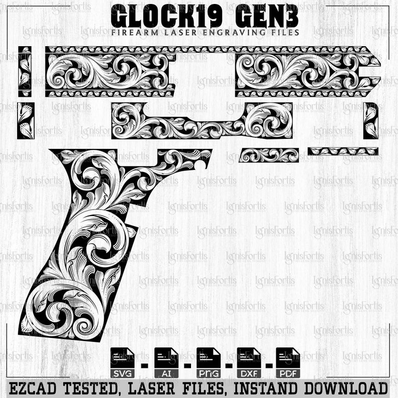 Custom Glock19 Gen5 Firearm Scrollwork Laser Engraving Files, Scroll ...