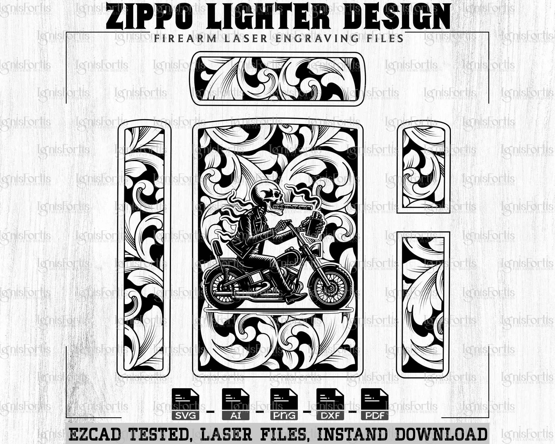 Custom Lighter Scroll and Skull Work Laser Engraving Files, Laser ...