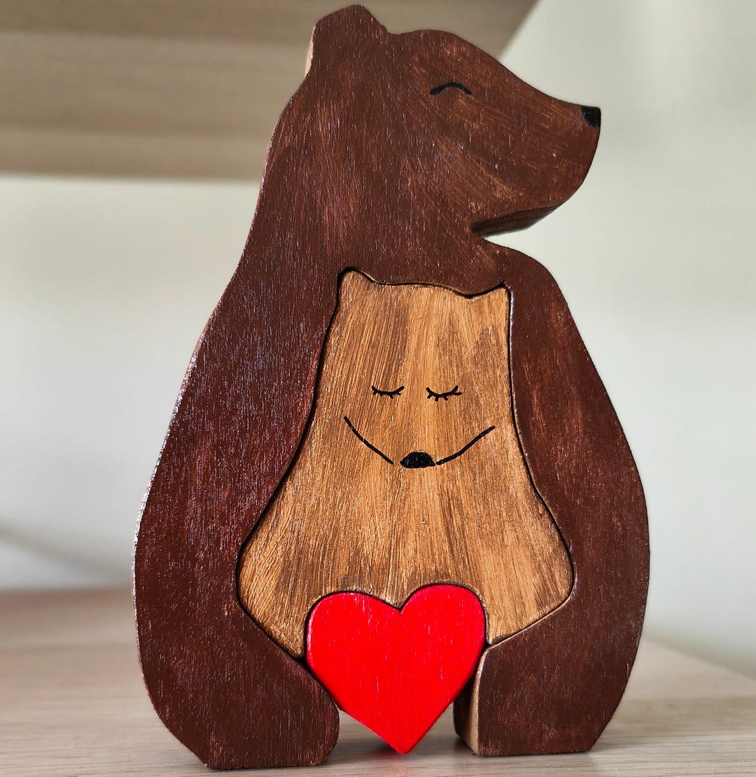 Wooden Interlocking Bears in Love - Etsy