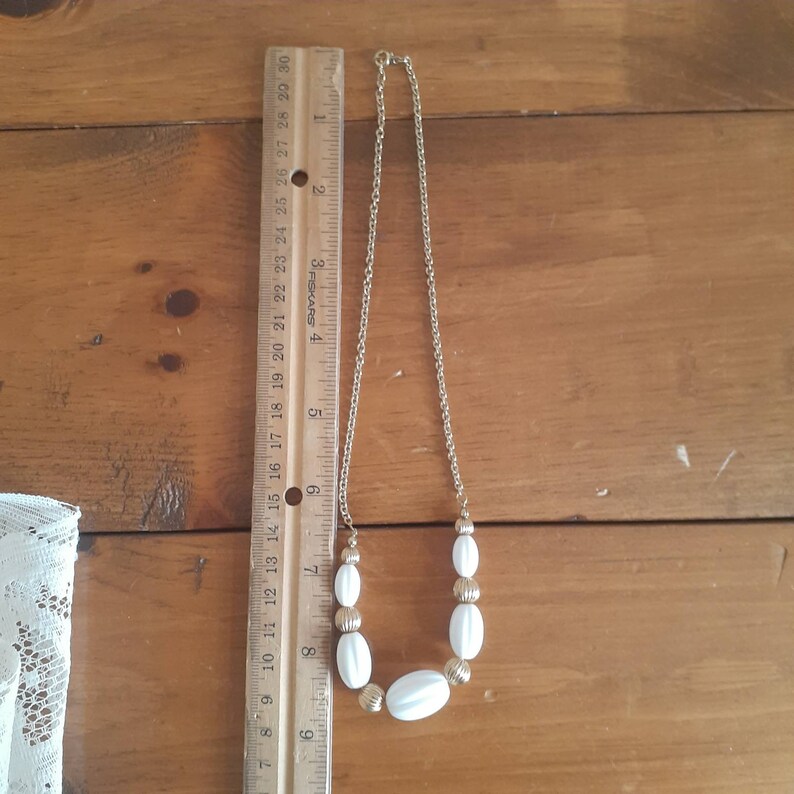 Avon White Fluted Bead and Gold Toned Vintage 1984 - Etsy