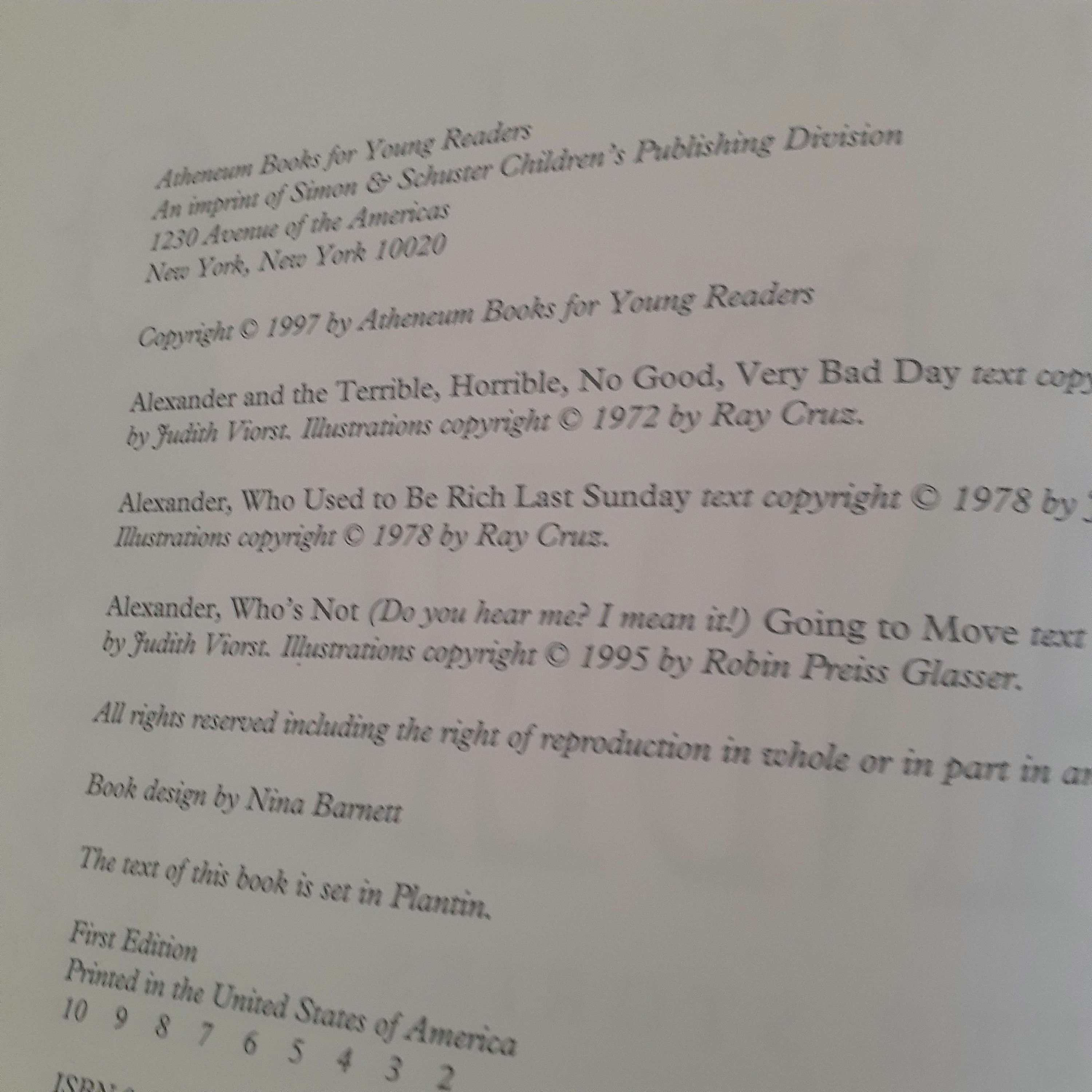 Children’s Book, Absolutely Positively Alexander Book, Judith Viorst ...