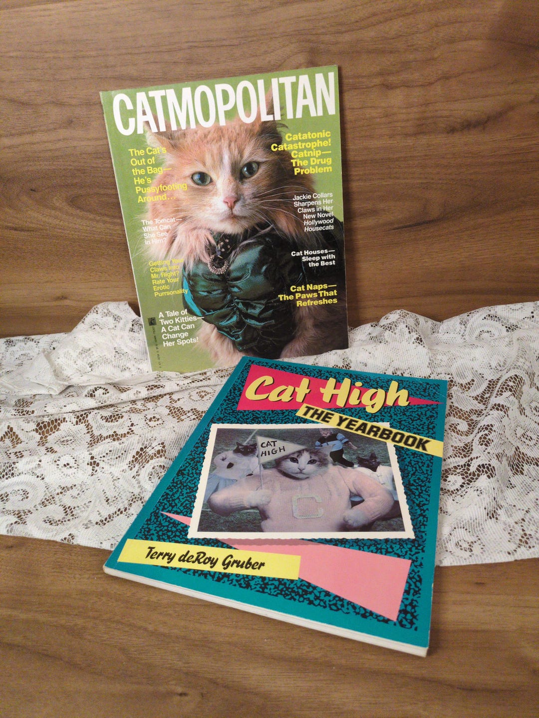 Vintage Cat Humor Book Bundle, Catmopolitan and Cat High 1980s ...