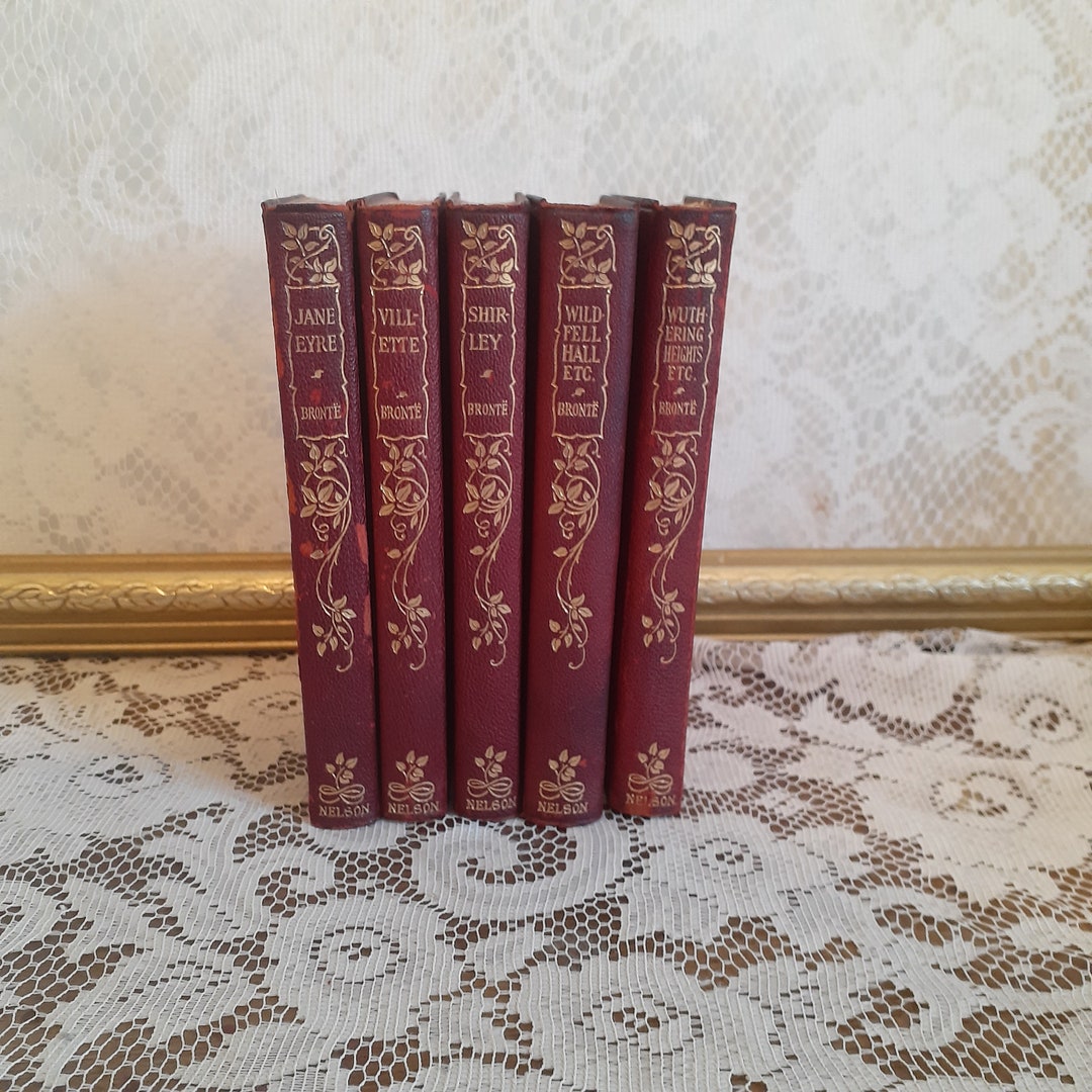 Antique Small Red Charlotte Bronte 1902 Thomas Nelson & Sons Book Set ...
