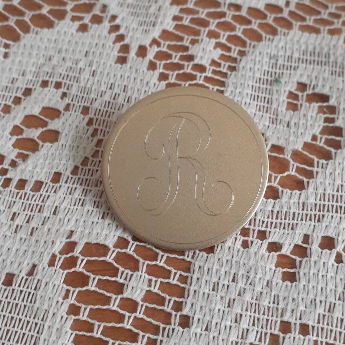 Vintage Script Cursive Letter R Circle Monogram Gold Toned - Etsy