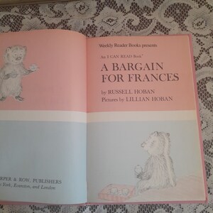 A Bargain for Frances by Russell Hoban 1970 Vintage Children's ...