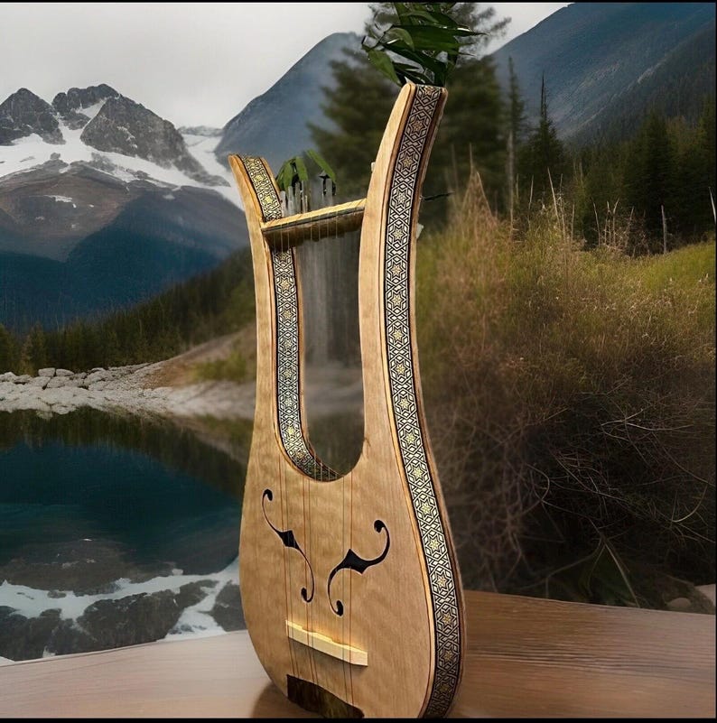 Cithara Lyre Harp - 12 Strings With Inlay Ancient Technique - Etsy