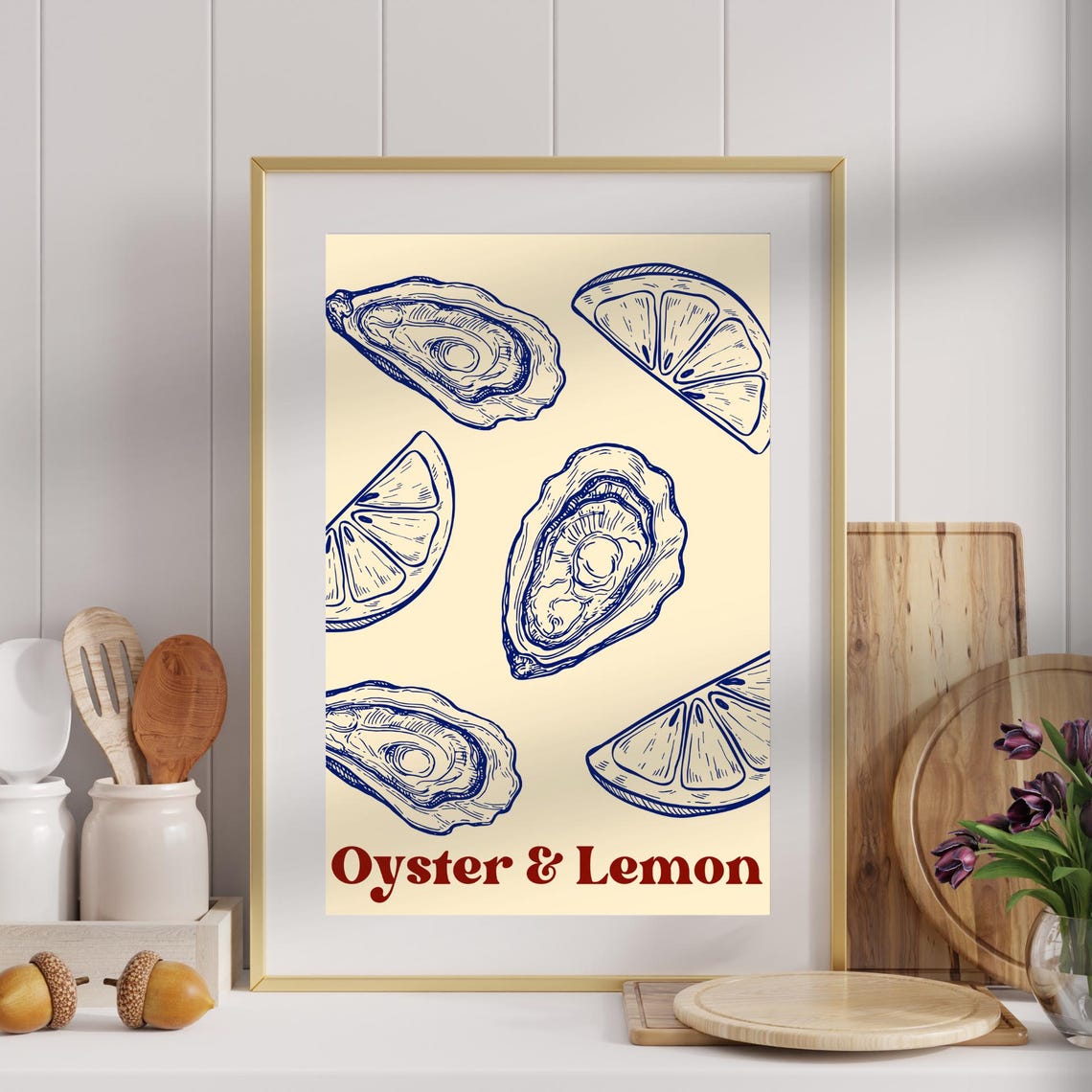 Oyster Print Triptych Wall Art Oyster Plate Oyster Painting Oyster Art ...