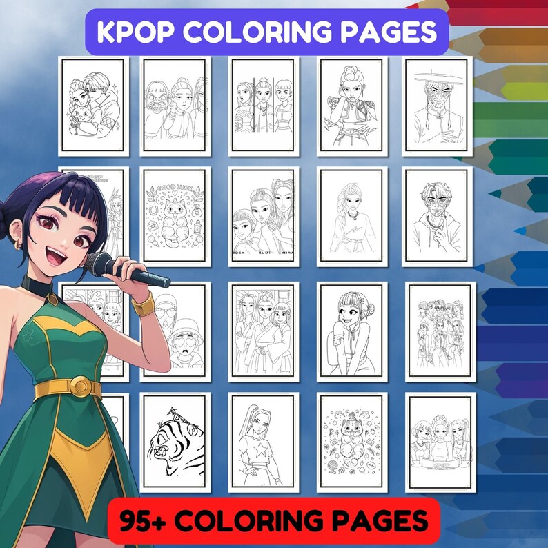 Demon Hunters K‑pop Coloring Book | 95 Printable Pages for Kids ...