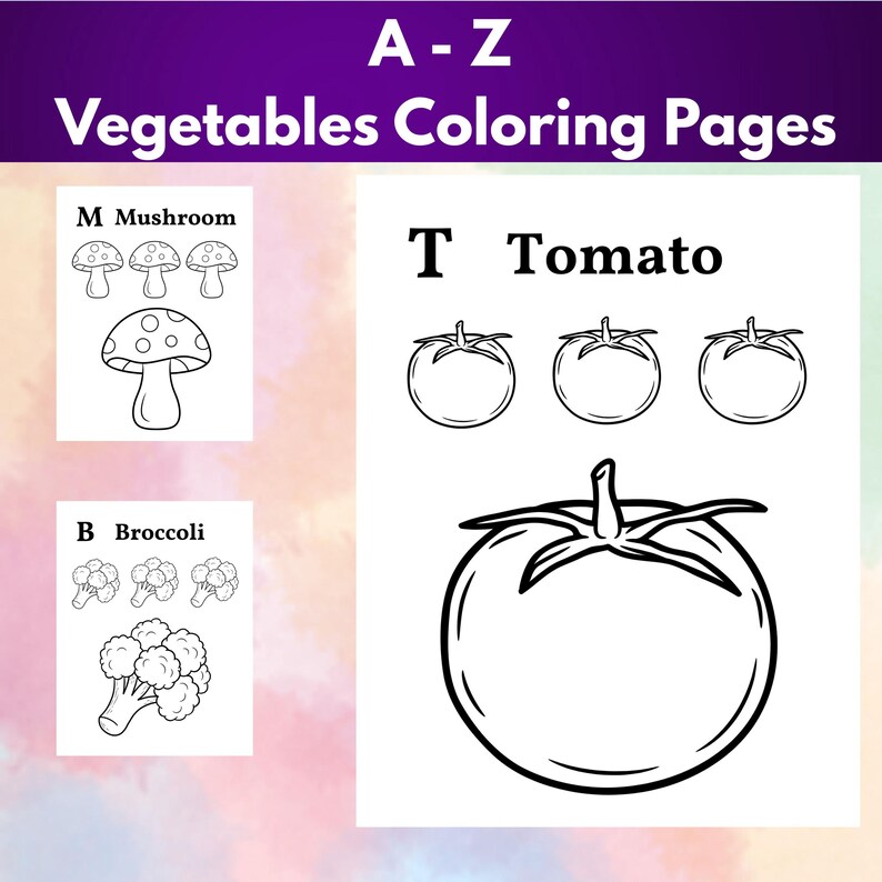 Fruits & Vegetables Coloring Book Bundle: A-Z Learning, Tracing Pages ...