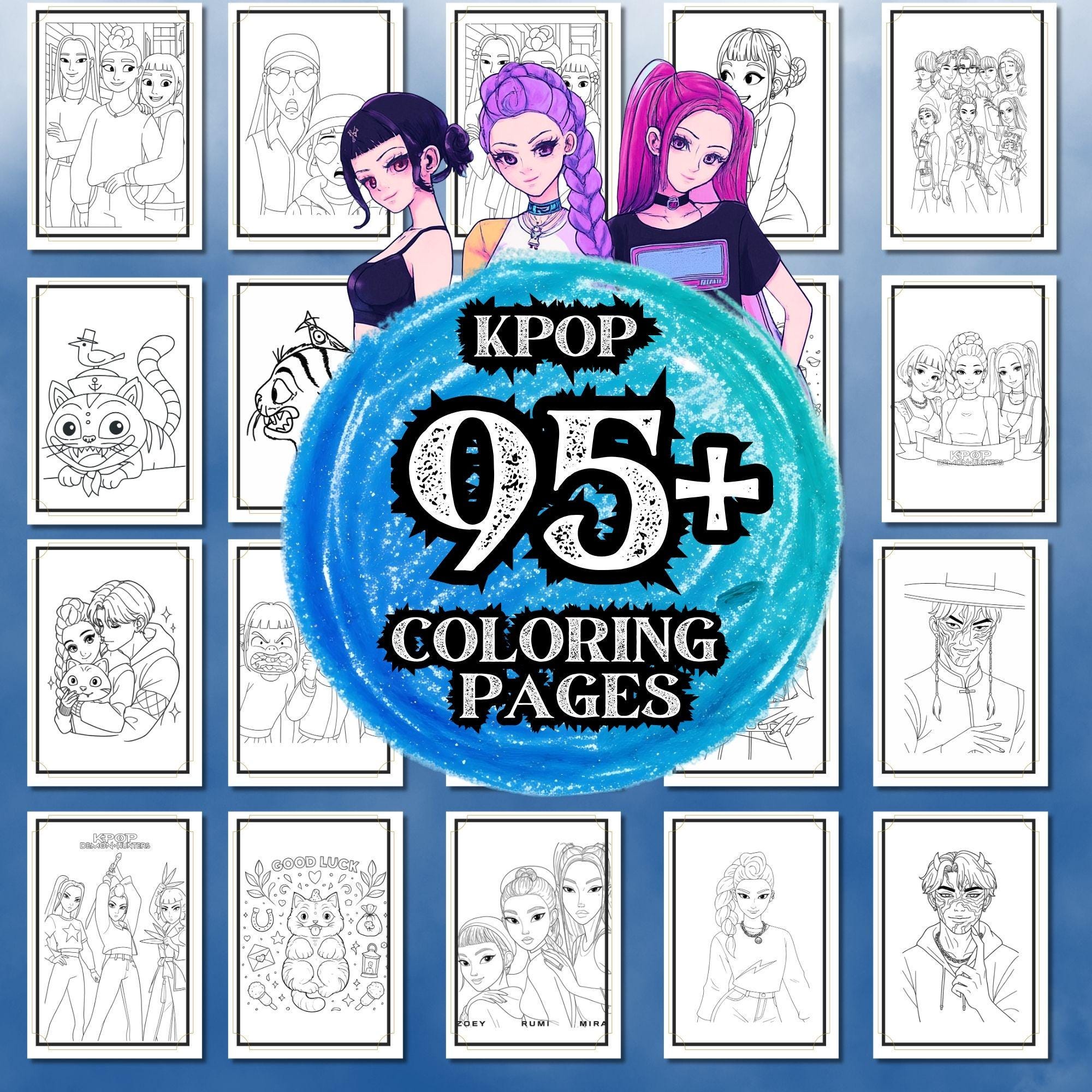 Demon Hunters K‑pop Coloring Book | 95 Printable Pages for Kids ...