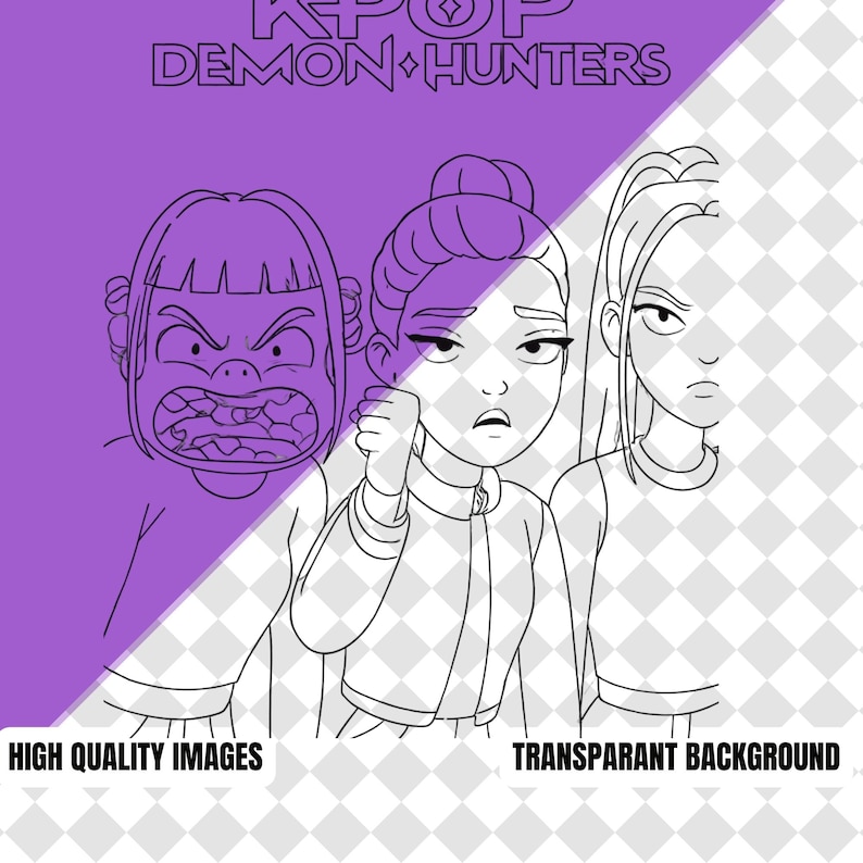 K Pop Demon Hunters Svg | 100 Original Outline Designs | Huntrix, Mira ...