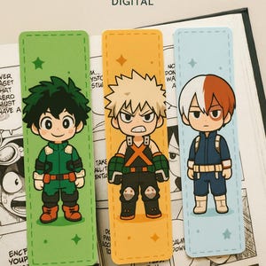 MHA Chibi Bookmark Printable Set - Deku Bakugo Shoto JPG PDF - Etsy