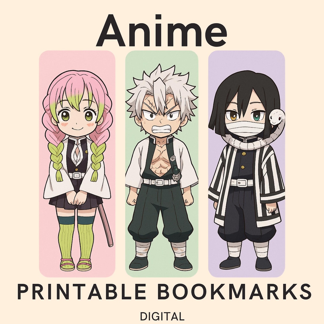 Demon Slayer Bookmarks – Chibi Mitsuri Sanemi Obanai – Printable PDF ...