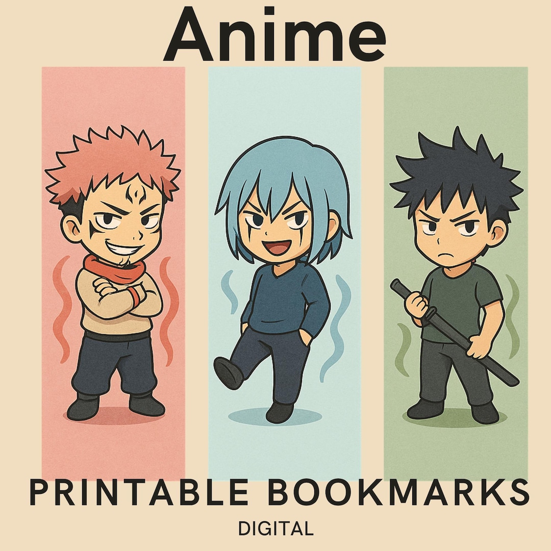 Anime-inspired Printable Bookmarks Set – Digital Download – A4 PDF PNG ...